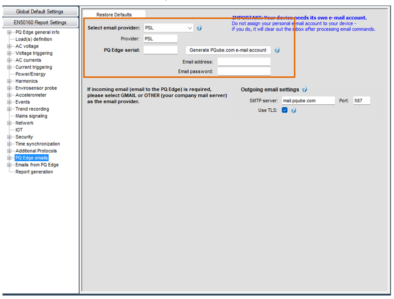 What basic parameters will I need to setup in the configurator to configure the device?